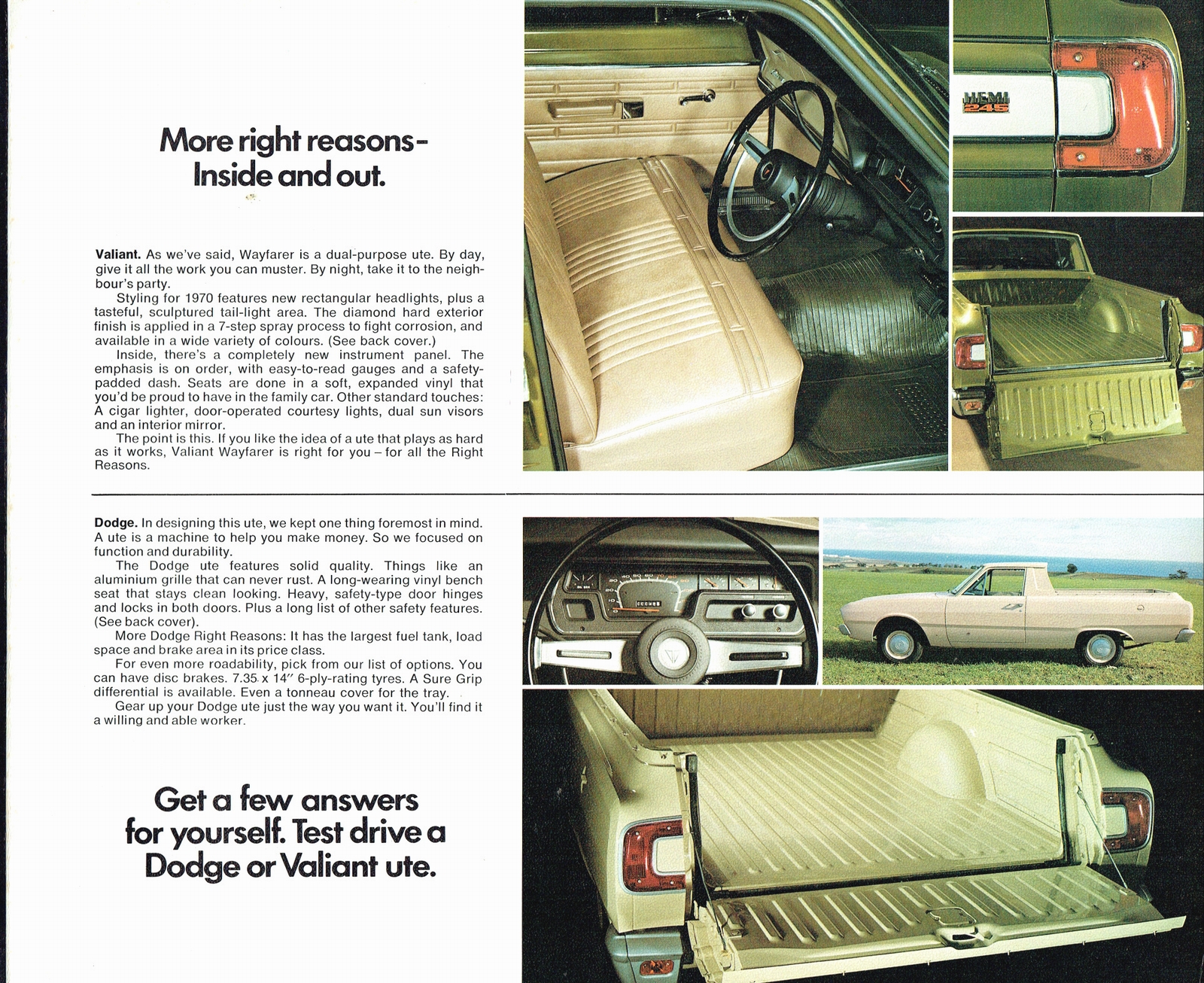 1970 Chrysler VG Valiant & Dodge Utes Brochure
