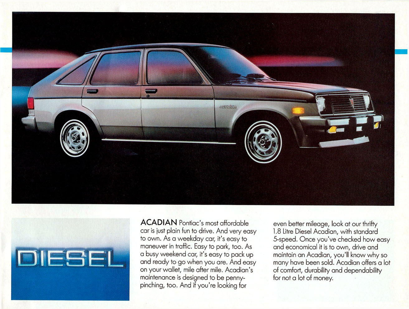 1984 Pontiac Acadian and 1000 Brochure
