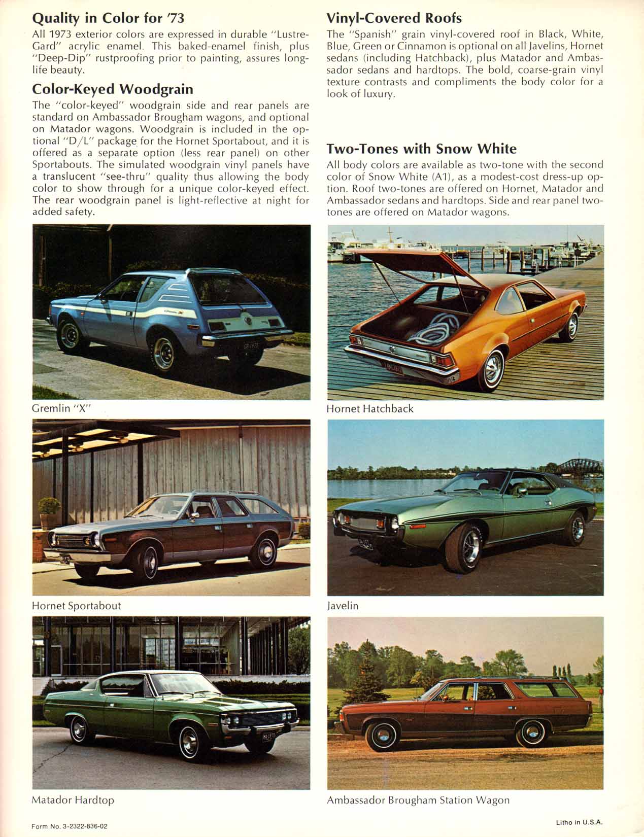 1973 AMC Exterior Colors Chart page 2 of 2