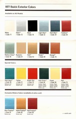 1977 Buick Exterior Colors Chart
