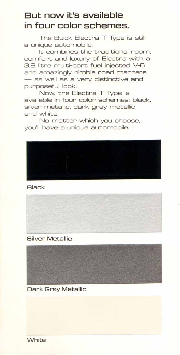 1985 Buick Electra T-Type Brochure