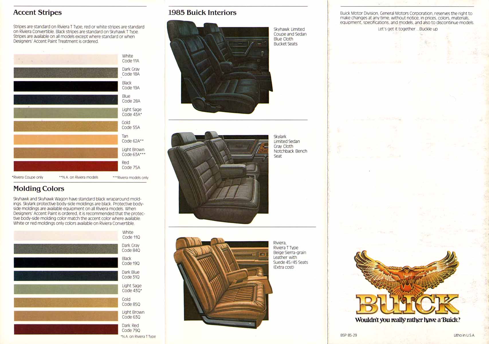 1985 Buick Exterior Colors Chart (A)