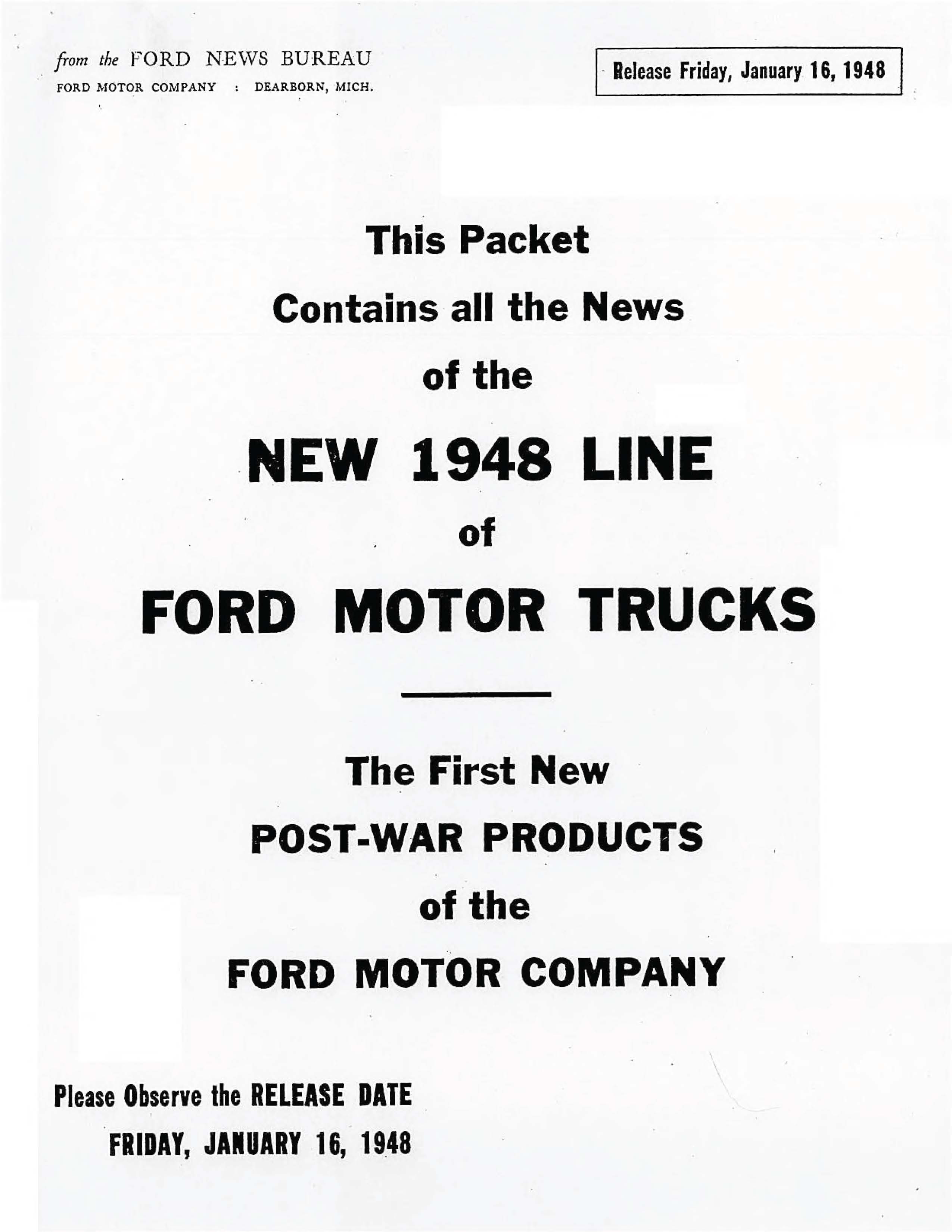 1948 Ford Truck Press Release