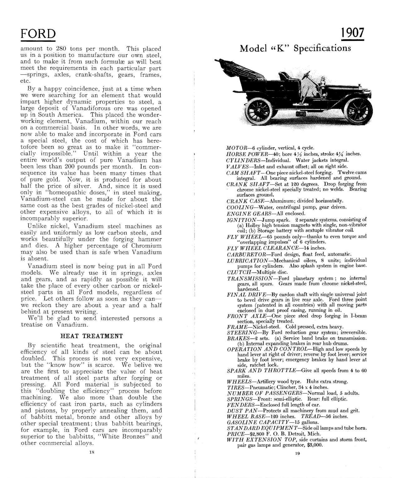 1907 Ford Model K Brochure