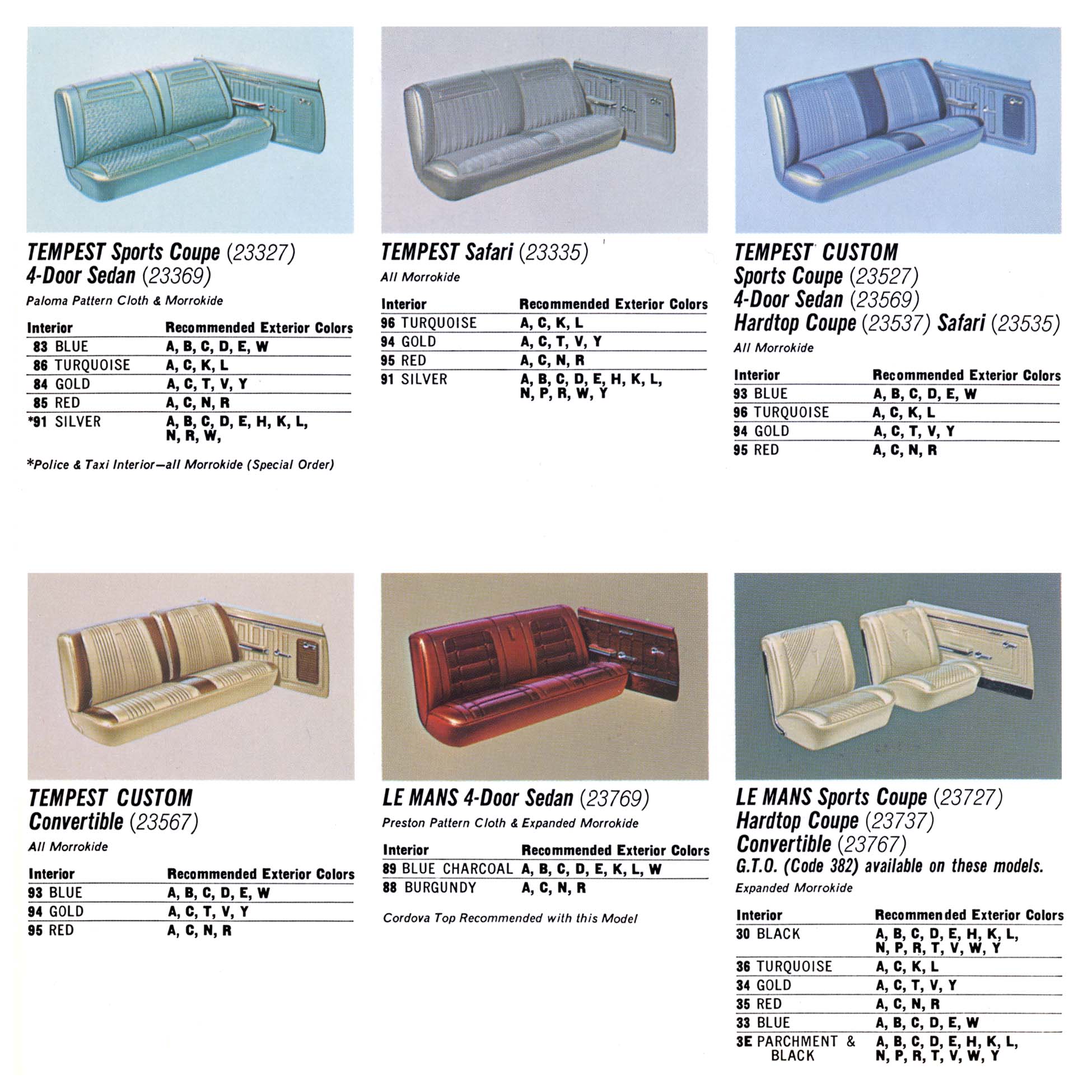1965 Pontiac Colors and Interiors Folder