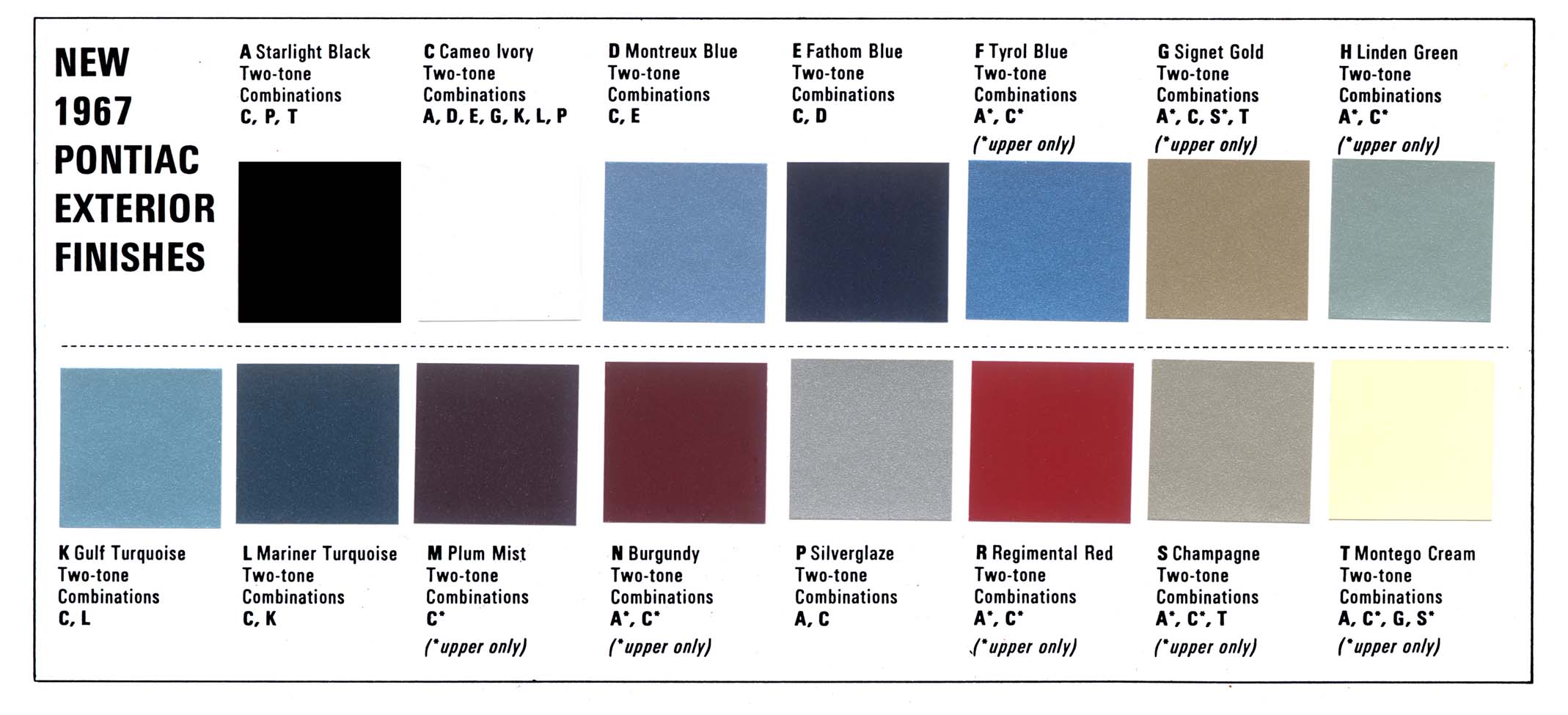 1967 Pontiac Colors and Interiors Booklet