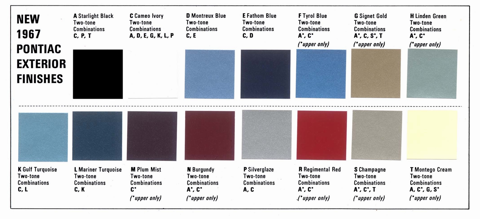 1967 Pontiac Colors and Interiors Booklet